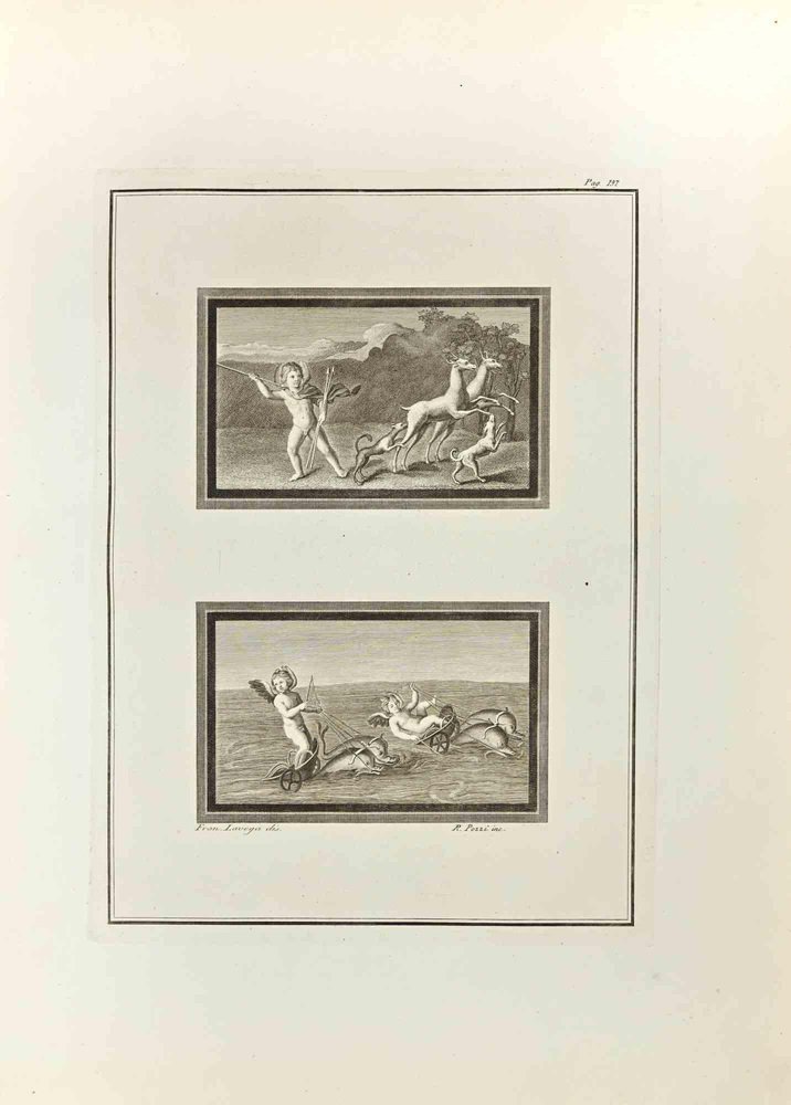 Roccus Pozzi, Hunting Cupid, Etching, 18th Century for sale at Pamono