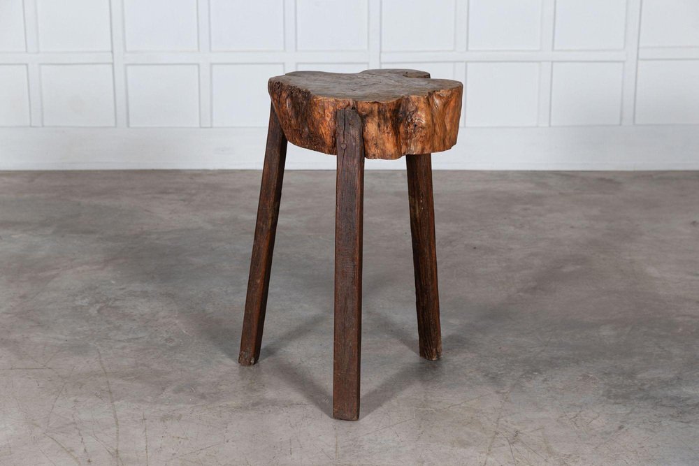 French Provincial Elm Chopping Block Table, 1890s for sale at Pamono
