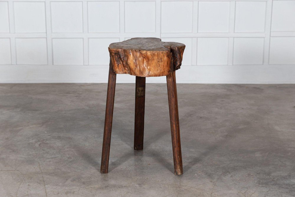 French Provincial Elm Chopping Block Table, 1890s for sale at Pamono