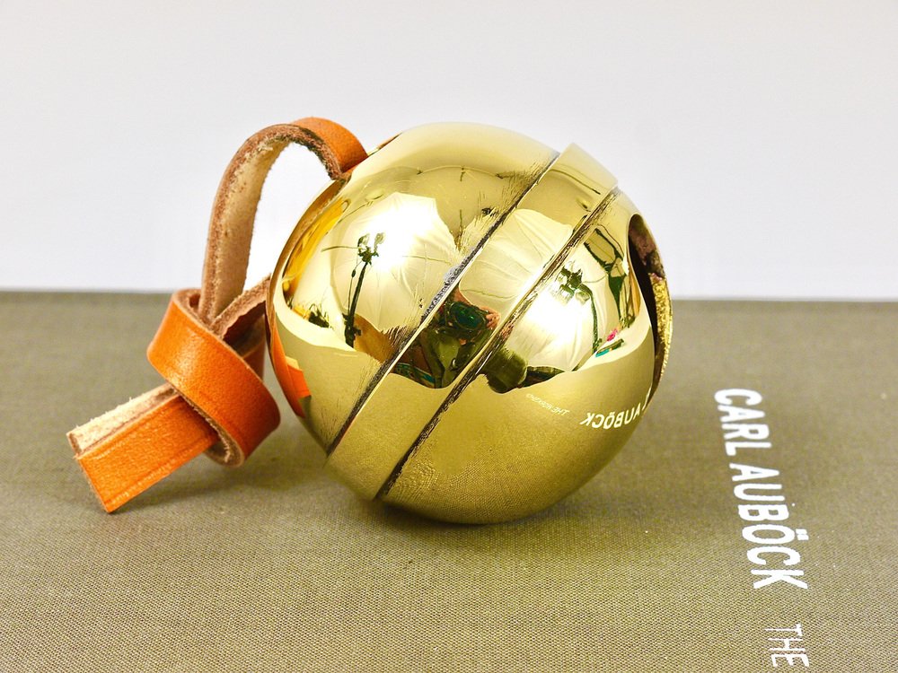 Handcrafted Jingle Bell #5039 Paperweight in Brass, Leather attributed ...