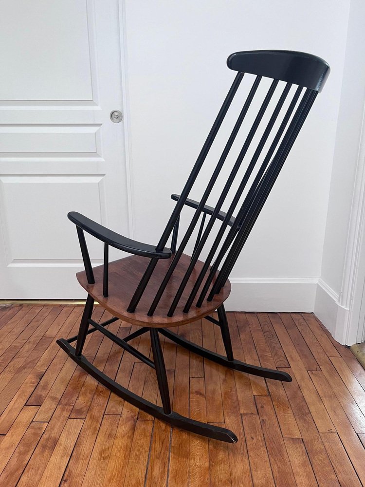 Scandinavian Rocking Chair in Wood for sale at Pamono