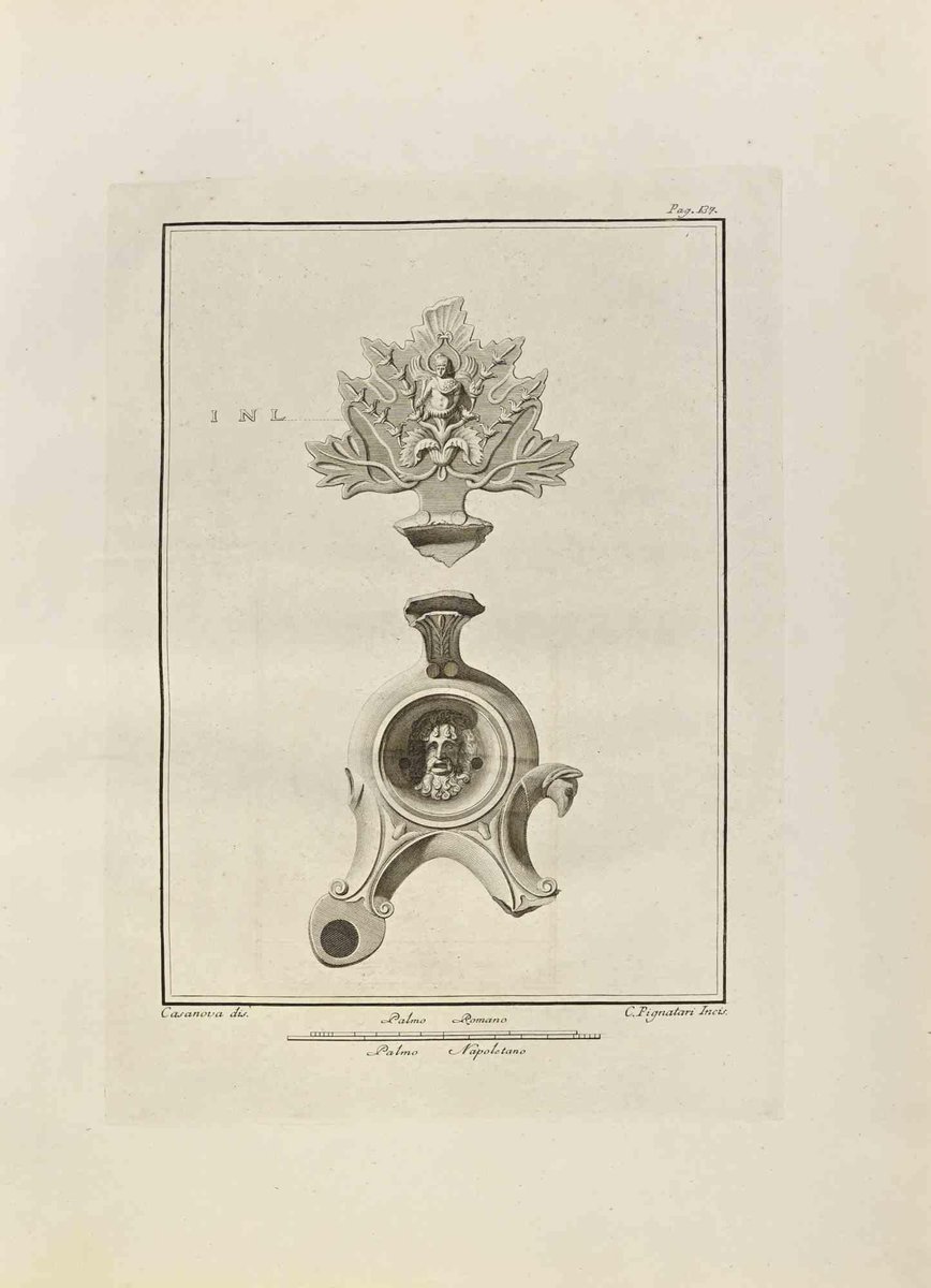 Carlo Pignatari, Silvanus Roman God on Oil Lamp, Etching, 18th Century ...