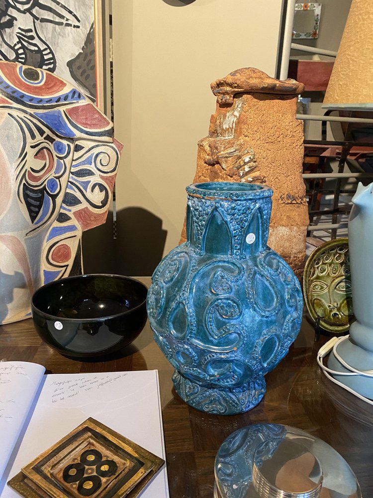 Ceramic Vase with Engraved Decorations for sale at Pamono