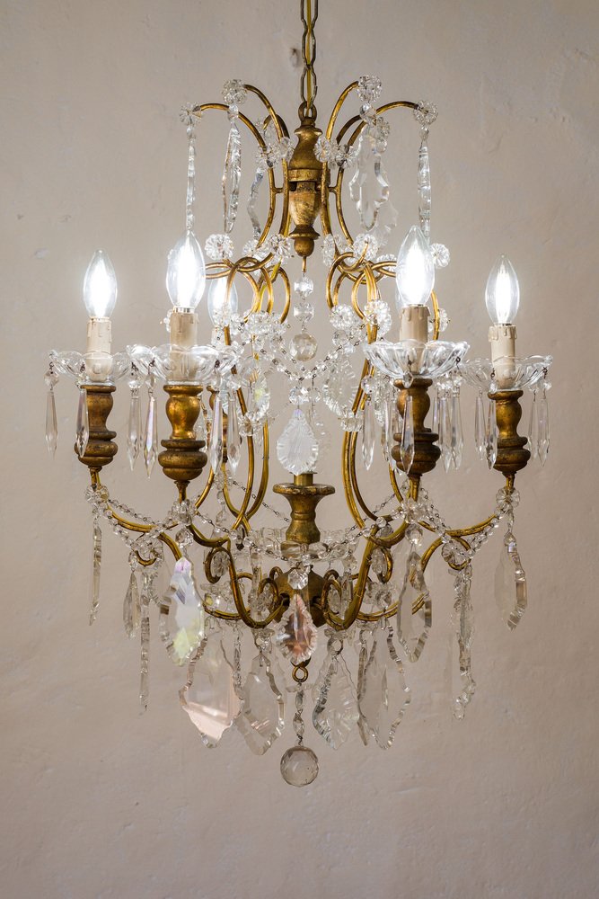 Vintage Maria Teresa Crystal Chandelier, 1940s for sale at Pamono