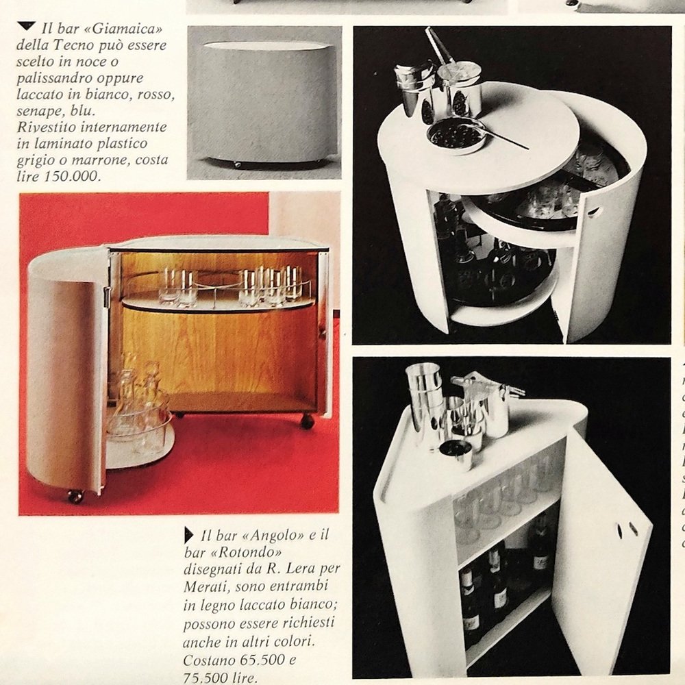 Rotondo White Lacquered Bar Cabinet by Merati, 1970s for sale at Pamono