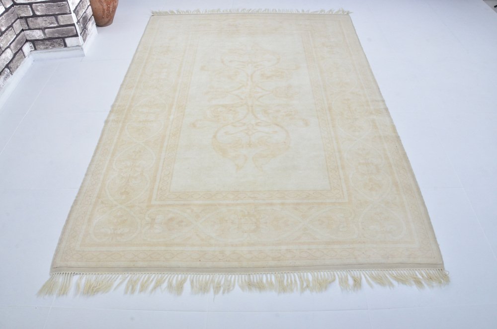 Turkish Natural Blonde & Ecru Wool Rug for sale at Pamono