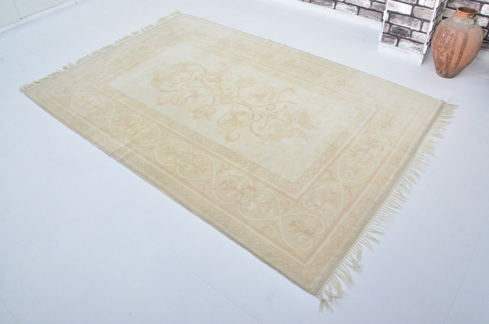 Turkish Natural Blonde & Ecru Wool Rug for sale at Pamono
