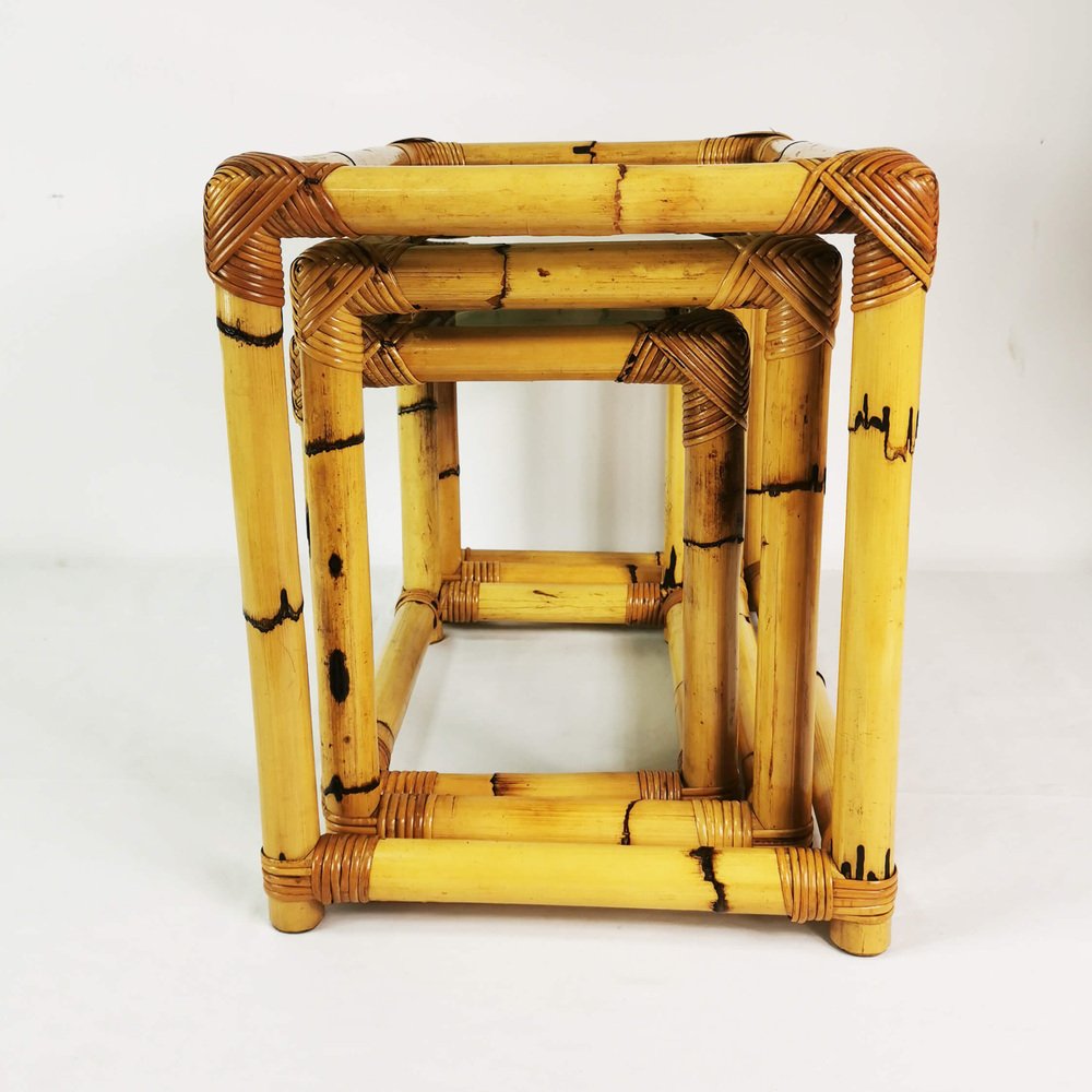 German Tables in Bamboo, 1970s, Set of 3 for sale at Pamono
