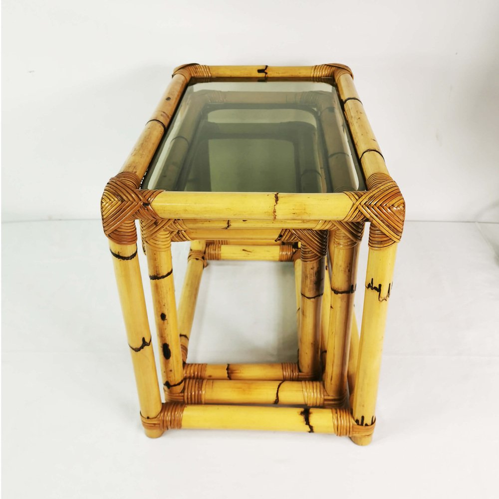 German Tables in Bamboo, 1970s, Set of 3 for sale at Pamono