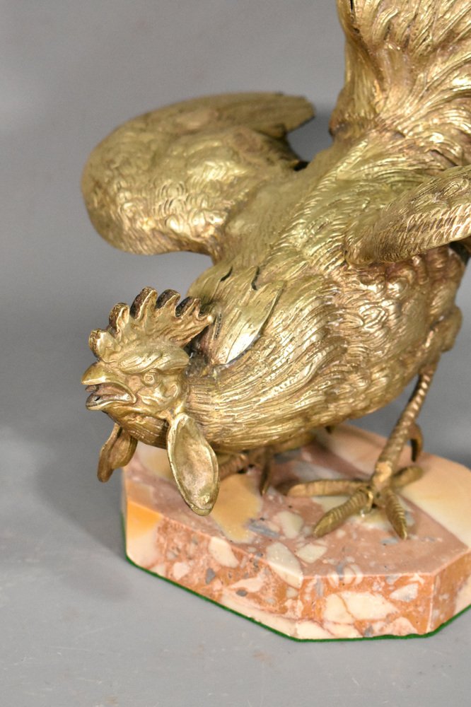Large French Cockerel Rooster in Brass, 1950s for sale at Pamono