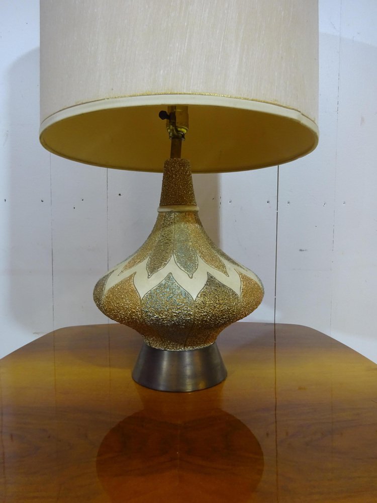 Table Lamp with Patterned Porcelain Base, 1950s for sale at Pamono