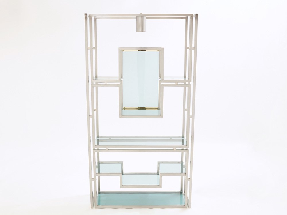 Brushed Steel, Brass & Green Acrylic Glass Shelving Units by Kim ...