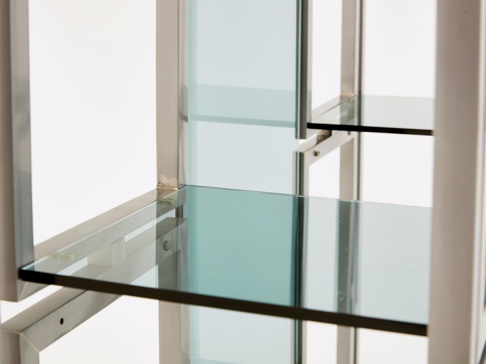 Brushed Steel, Brass & Green Acrylic Glass Shelving Units by Kim ...