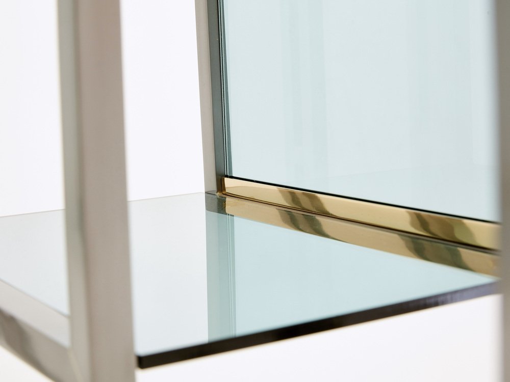 Brushed Steel, Brass & Green Acrylic Glass Shelving Units by Kim ...