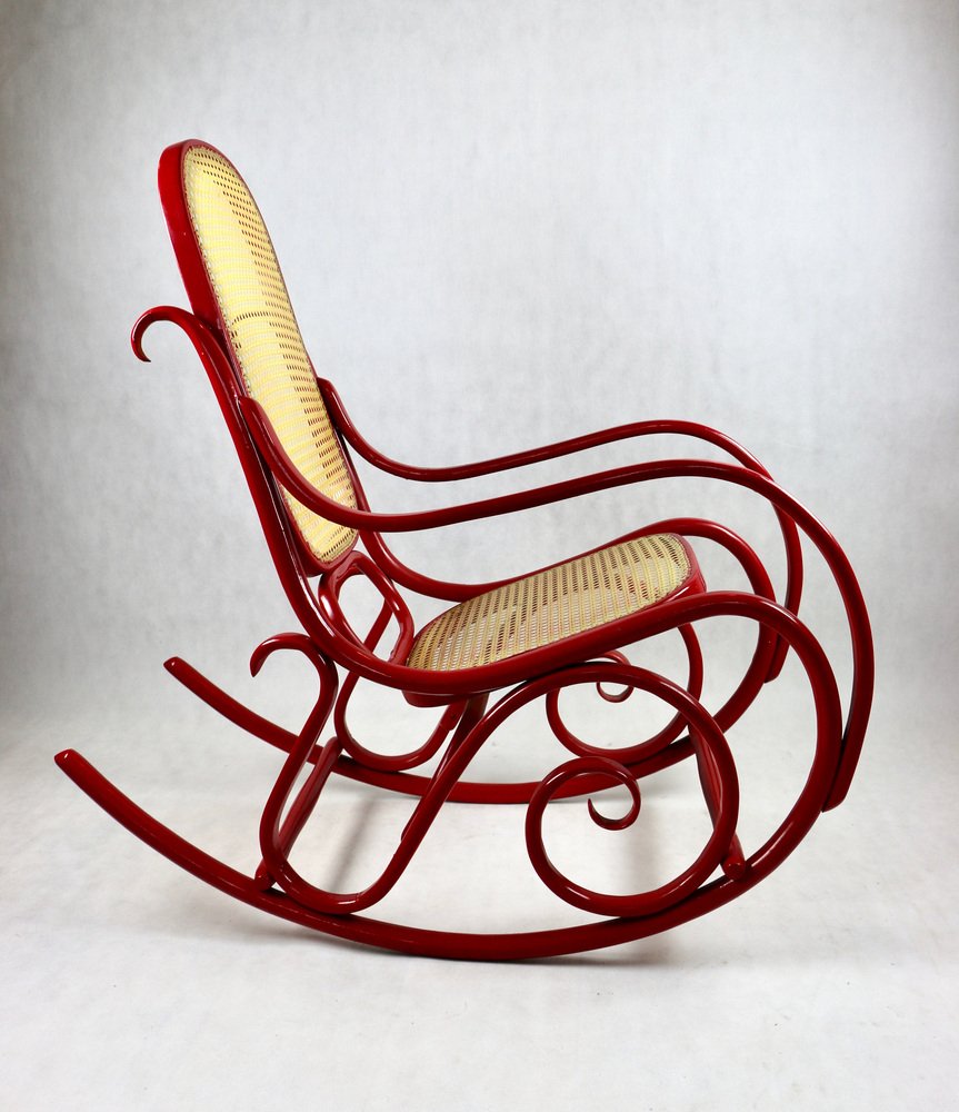 Vintage Red Rocking Chair attributed to Michael Thonet for sale at Pamono