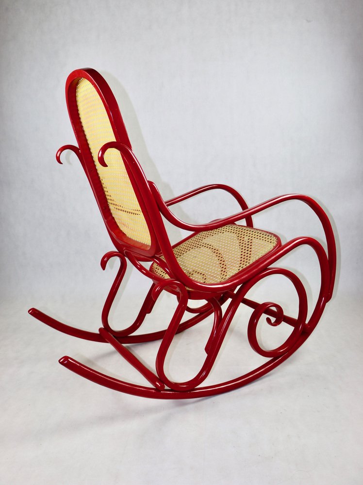Vintage Red Rocking Chair attributed to Michael Thonet for sale at Pamono