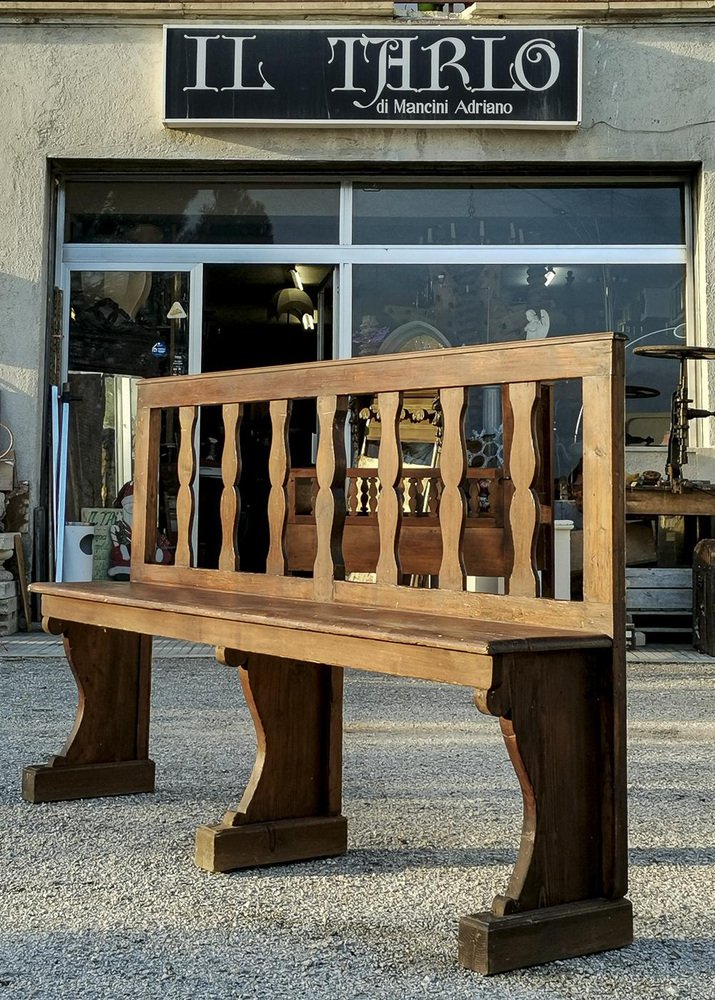 Wooden Bench with Stylized Column Decorations, Early 1900s for sale at ...
