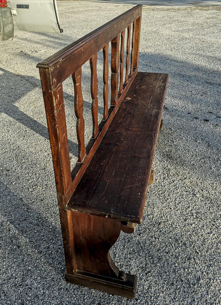 Wooden Bench with Stylized Column Decorations, Early 1900s for sale at ...