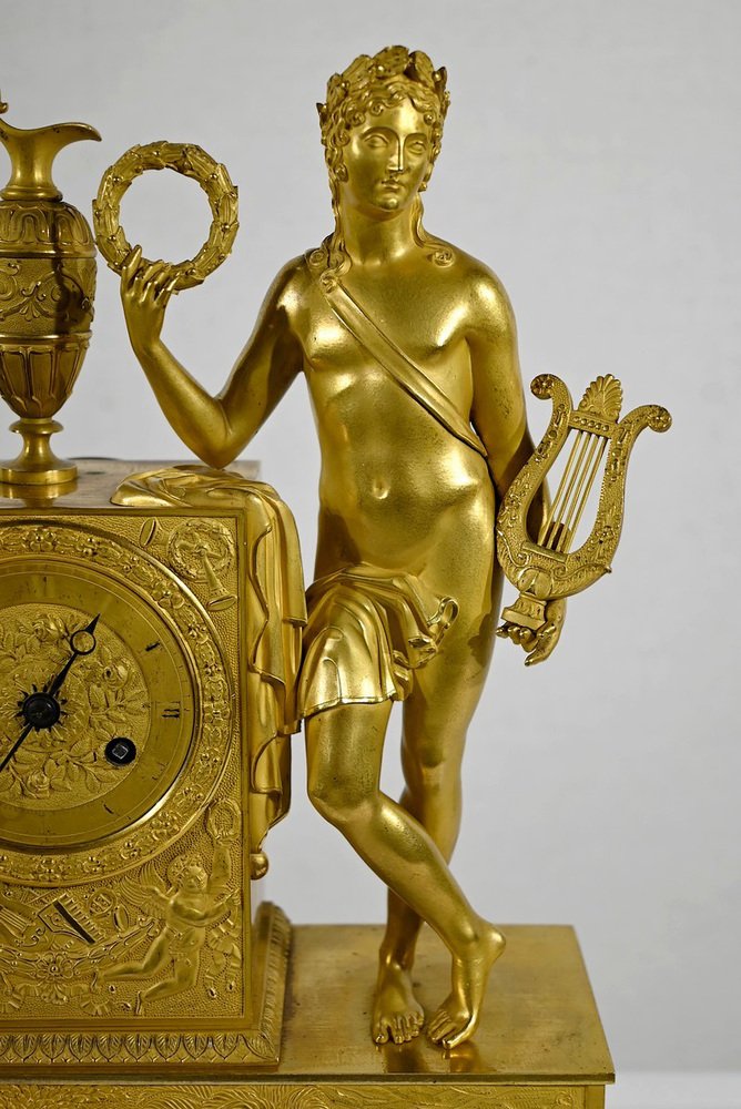 Empire Golden Bronze Clock from Leroy Palais Royal, Early 19th Century ...