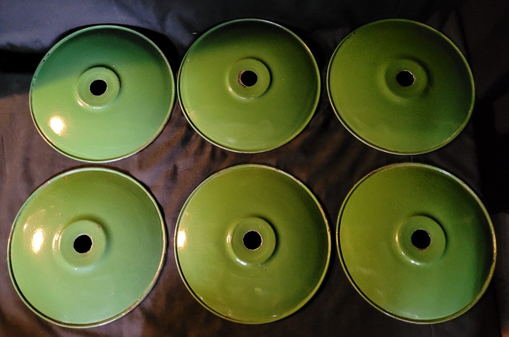 Enamelled Saucer Lamps, 1930s, Set of 6 for sale at Pamono