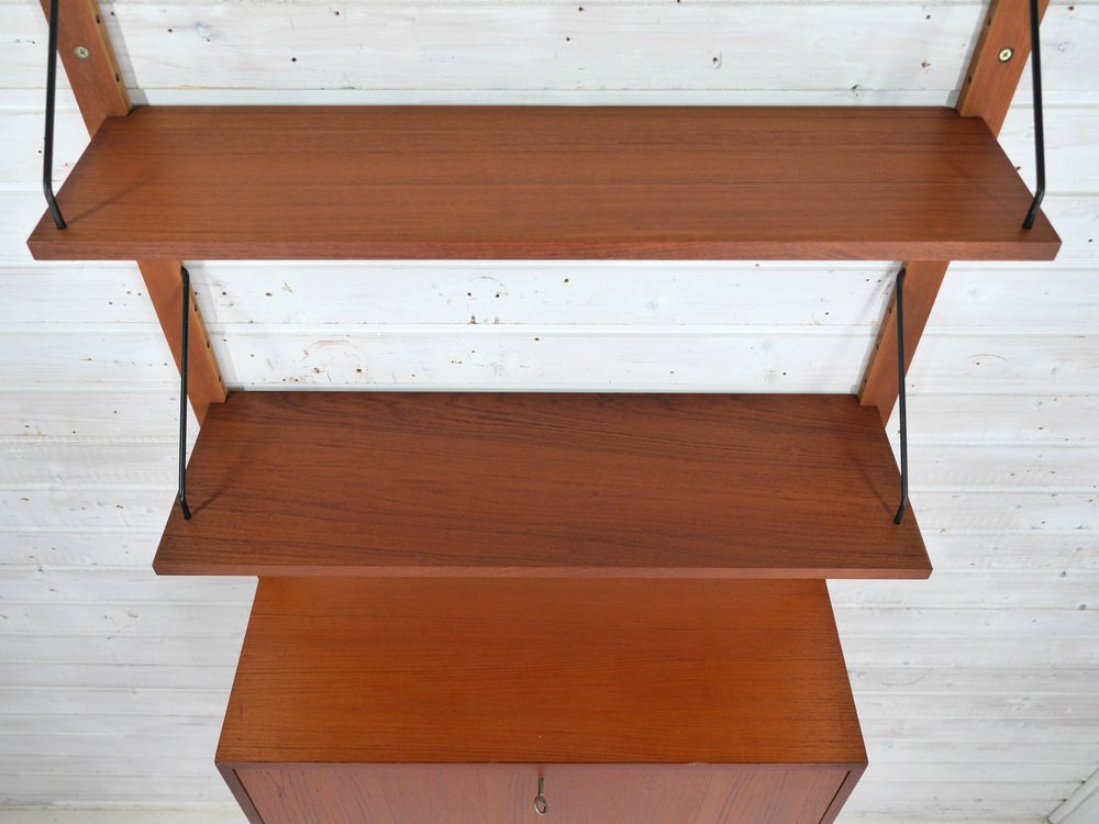 Cado Royal Wandregal aus Teak von Poul Cadovius für Franke & Daverkosen, Dänemark, 1960er, 5er ...