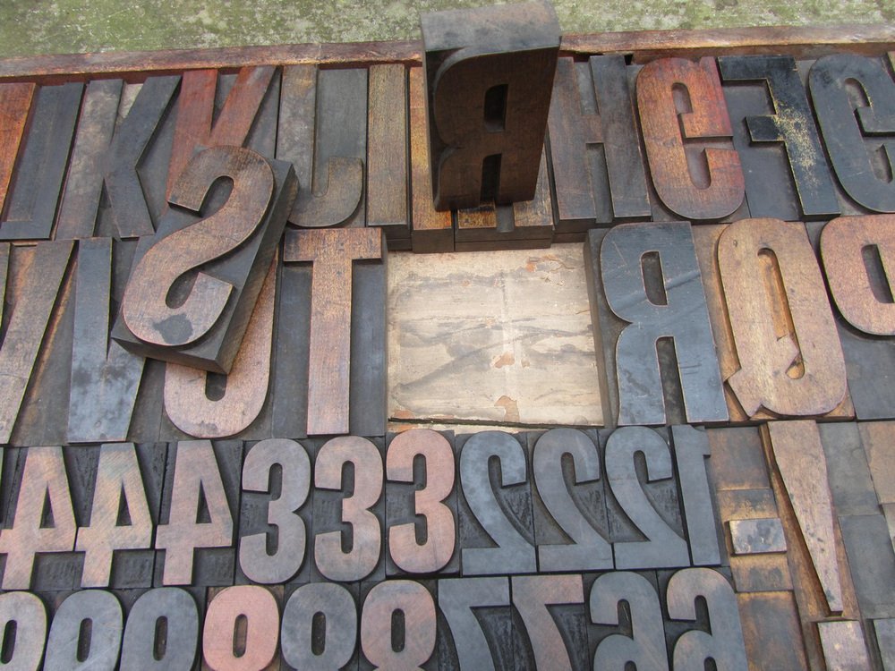 Vintage Industrial Wooden Letters & Numbers Printing Blocks, 1930s for ...
