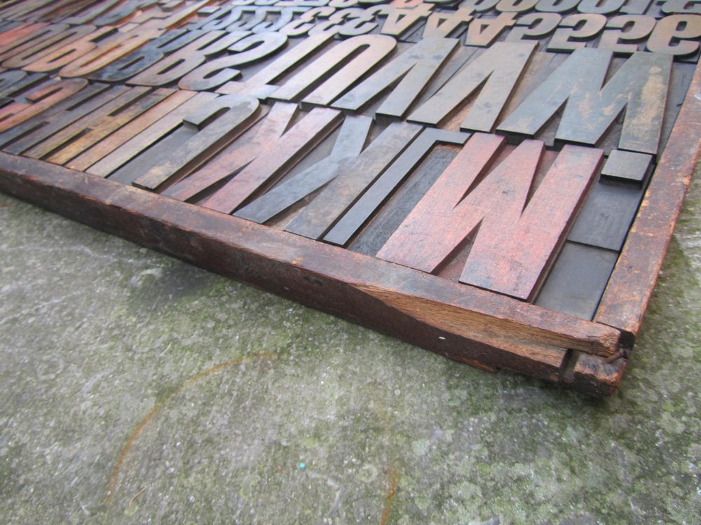 Vintage Industrial Wooden Letters & Numbers Printing Blocks, 1930s for ...