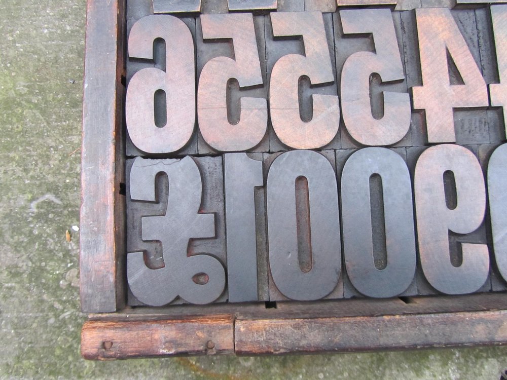 Vintage Industrial Wooden Letters & Numbers Printing Blocks, 1930s for ...