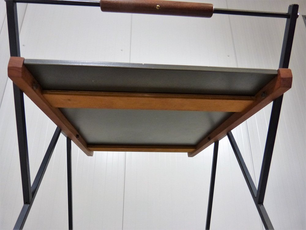 Teak Trolley with Botanical Tile Top, 1960s for sale at Pamono