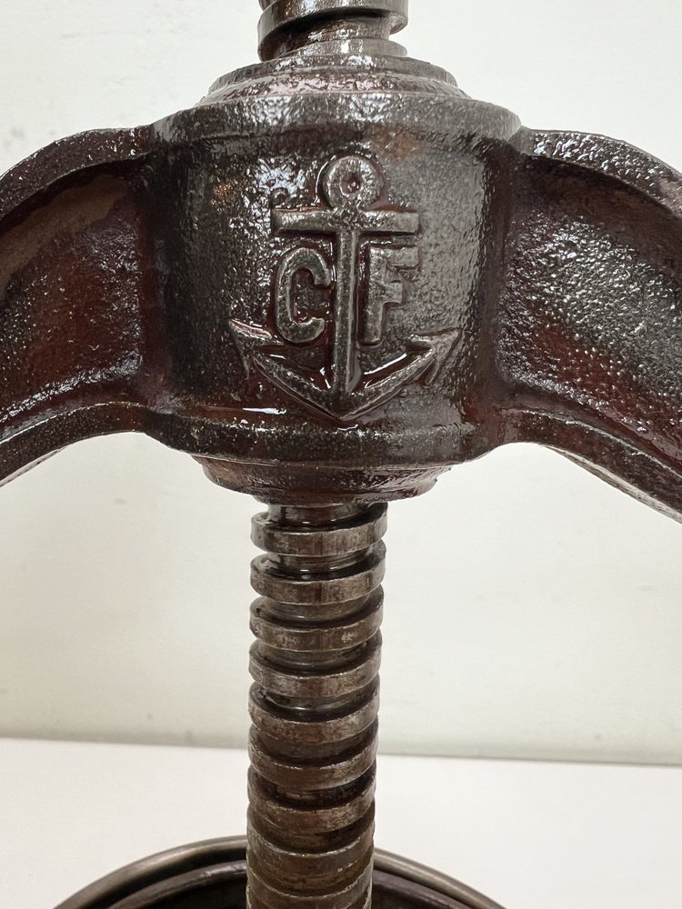 Antique French Cast Iron Fruit or Wine Grape Press from Camion Frères ...