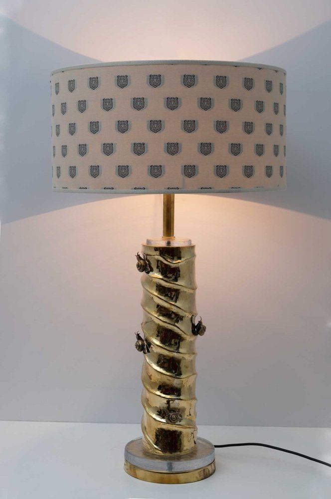 Brass and Murano Glass Lamp with Gucci Fabric, 2000s for sale at Pamono