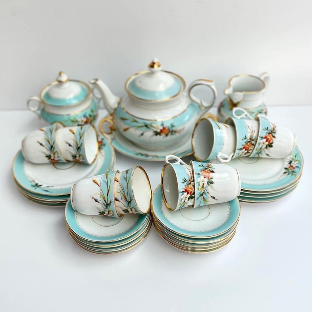 Antique Porcelain Tea Set for by C.Tielsch, Germany, 1900s, Set of 31 ...
