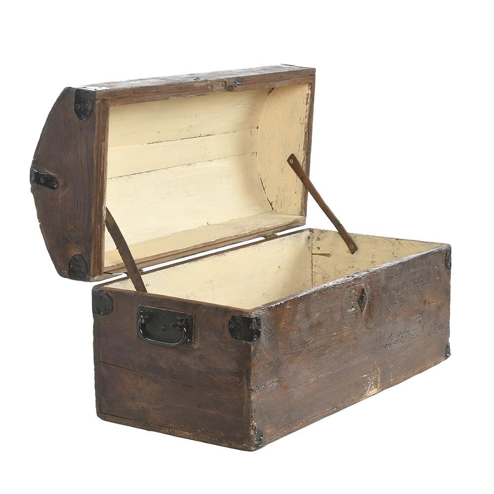 Vintage Metal & Wooden Transport Trunk for sale at Pamono