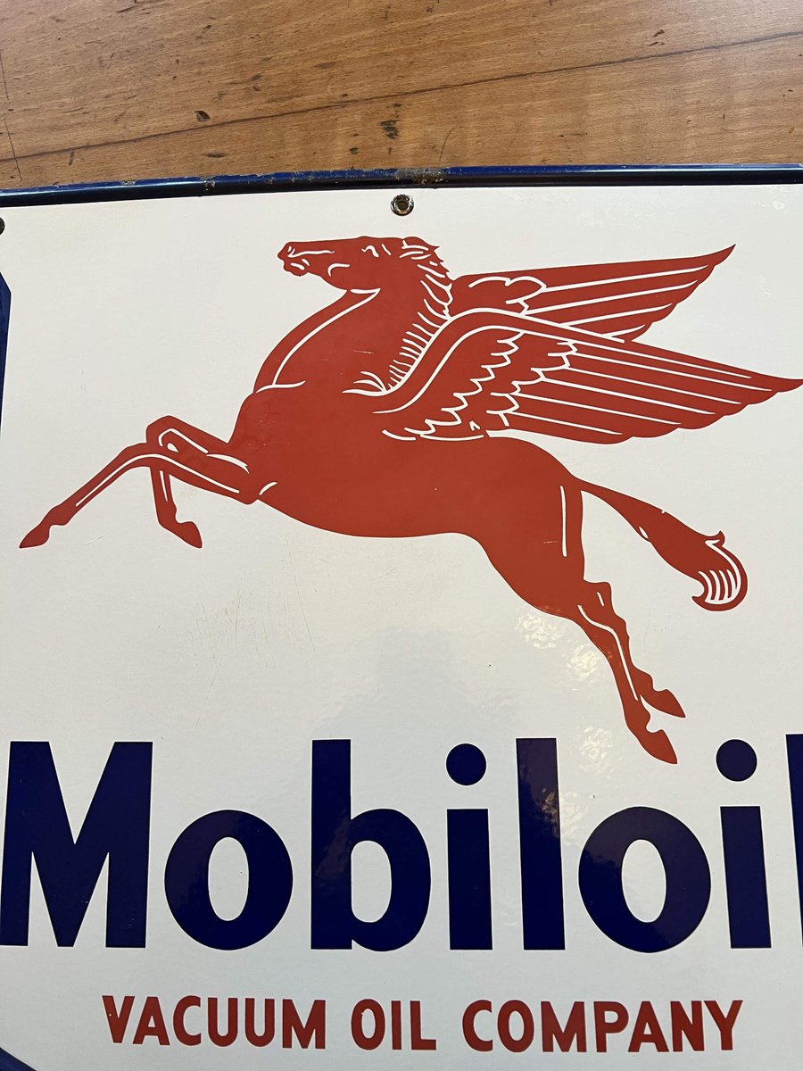 Enamel Mobiloil Sign, Switzerland, 1950 for sale at Pamono