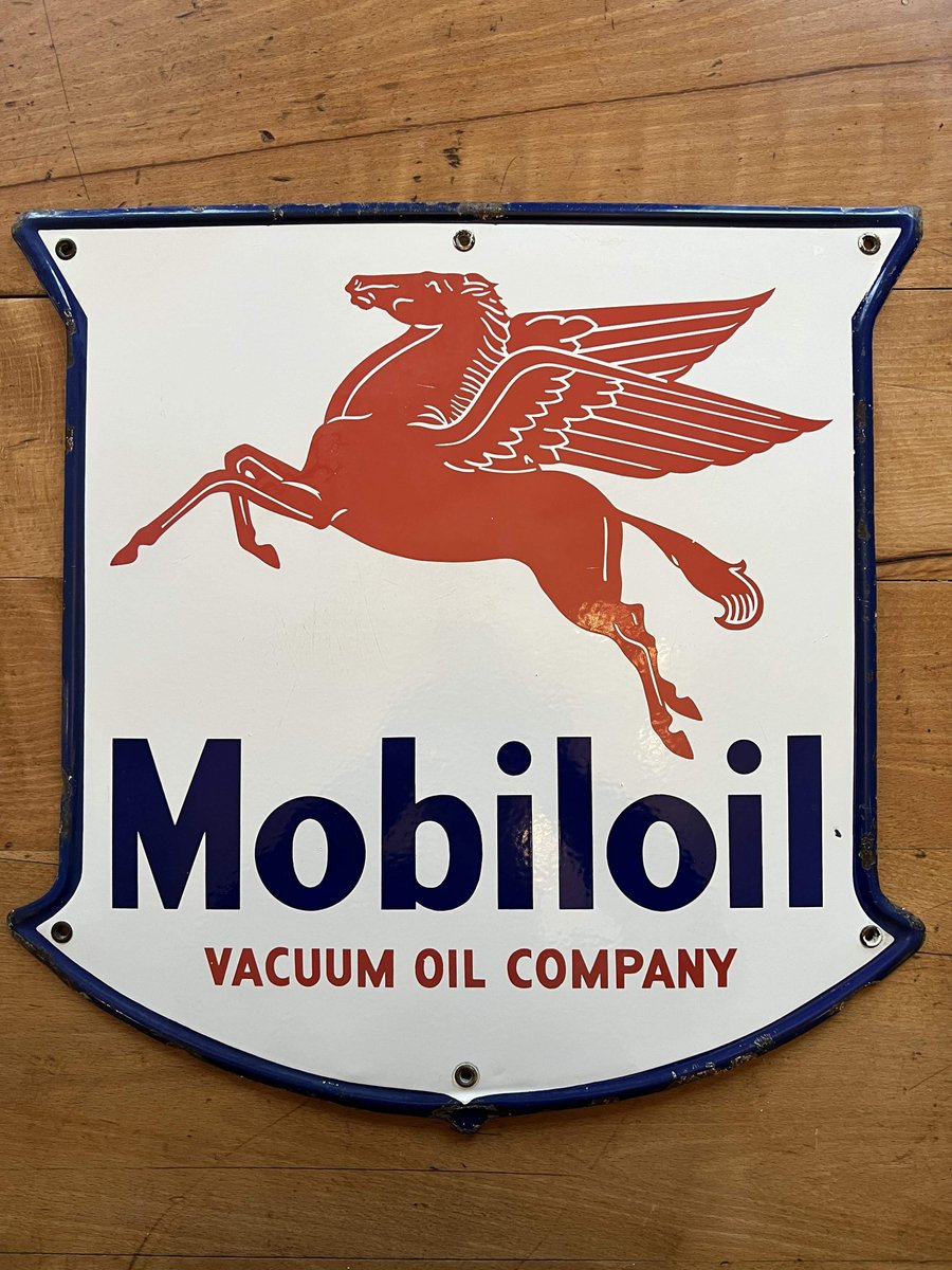 Enamel Mobiloil Sign, Switzerland, 1950 for sale at Pamono