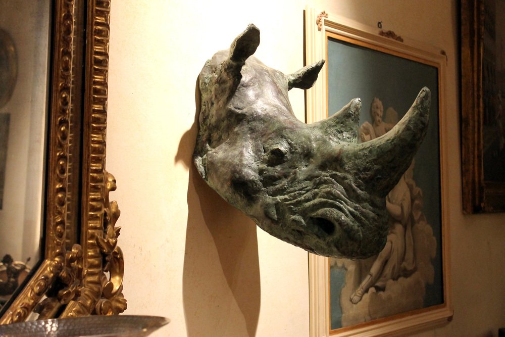 Rhino Trophy Head Bronze Wall Sculpture wiith Green Patina Finish, 2021 ...