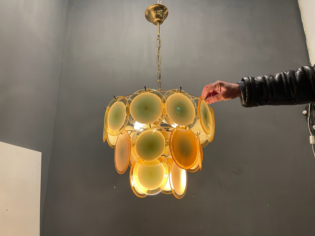 Murano Glass Disc Chandelier, 1970s for sale at Pamono