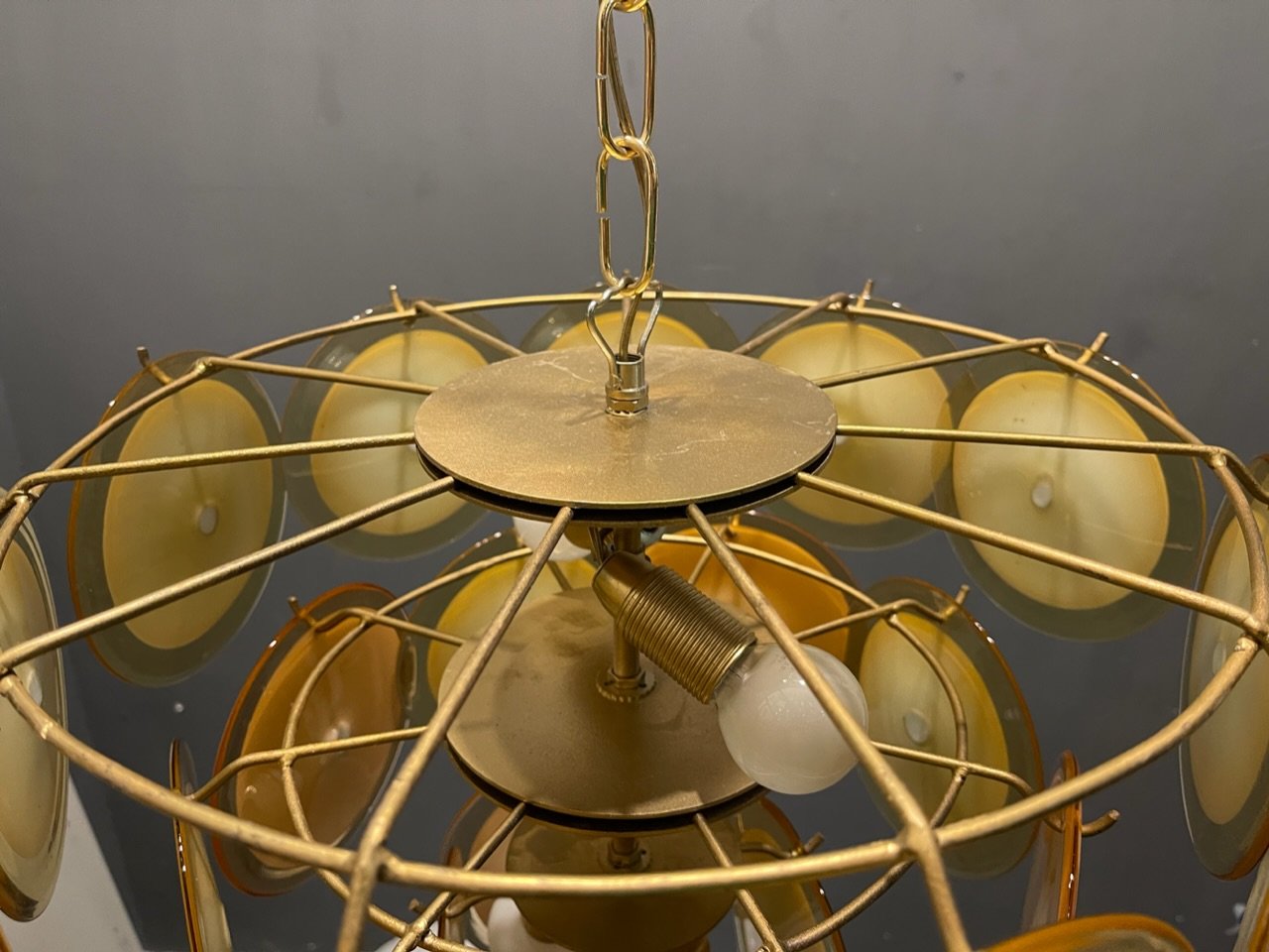 Murano Glass Disc Chandelier, 1970s for sale at Pamono