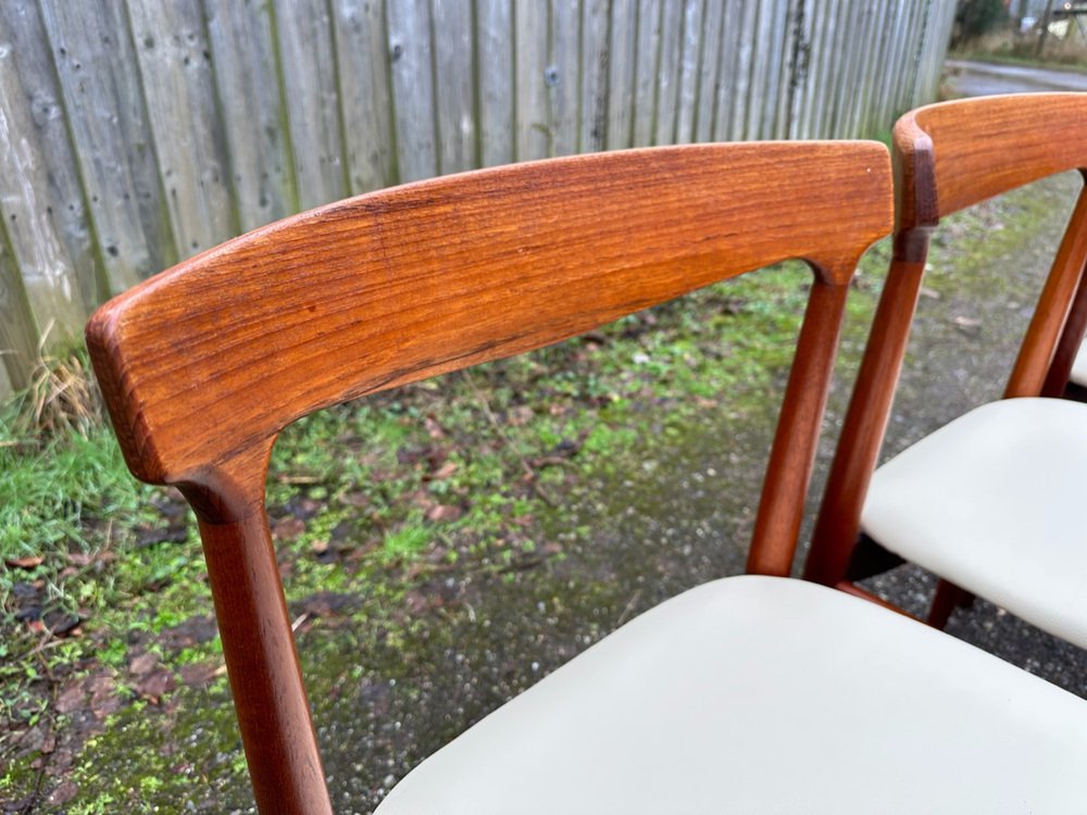 Silla de comedor danesa Mid-Century de teca y escay con escay beige de ...