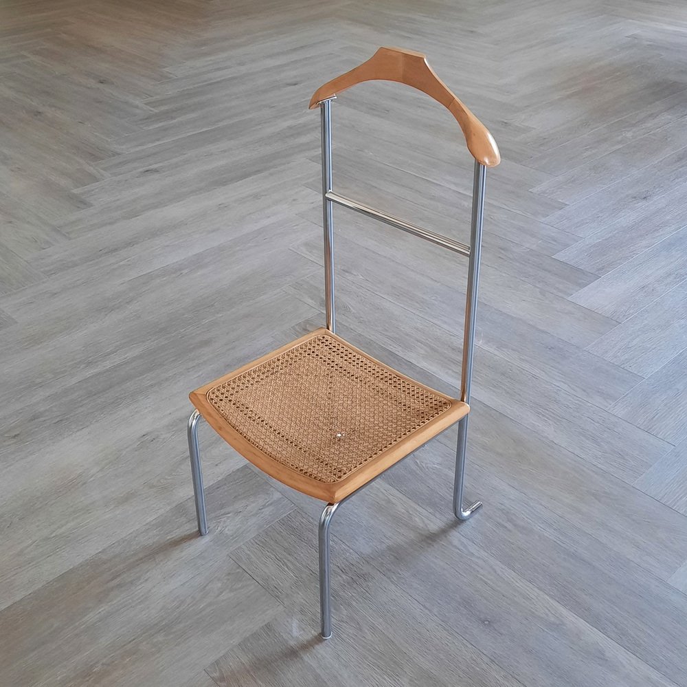 Chaise Valet avec Structure Tubulaire et Assise en Rotin, Italie, 1980s ...
