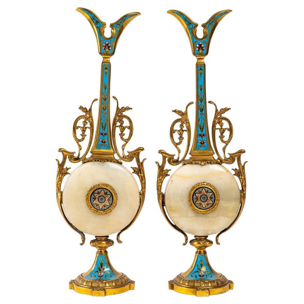 19th Century Enamelled Bronze Decorative Objects, Set of 2 for sale at ...