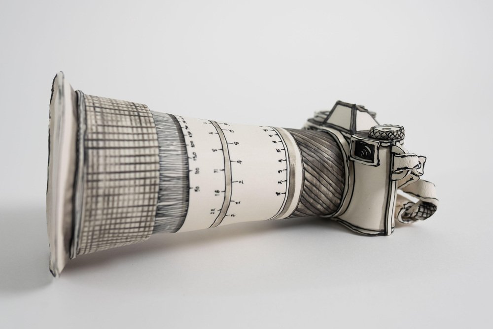 Katharine Morling, Camera Sculpture with Long Lens, 2022, Porcelain for ...
