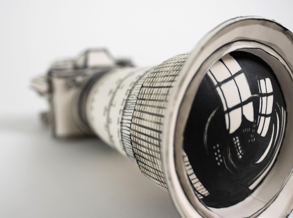 Katharine Morling, Camera Sculpture with Long Lens, 2022, Porcelain for ...