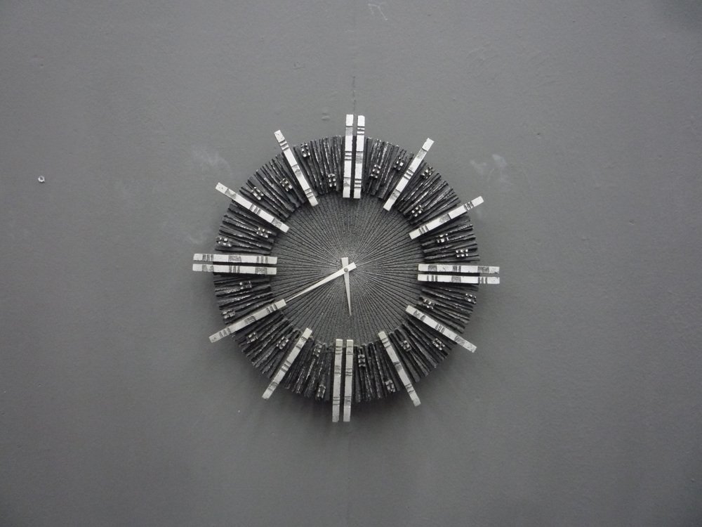 Brutalist Aluminium Wall Clock, 1960s for sale at Pamono