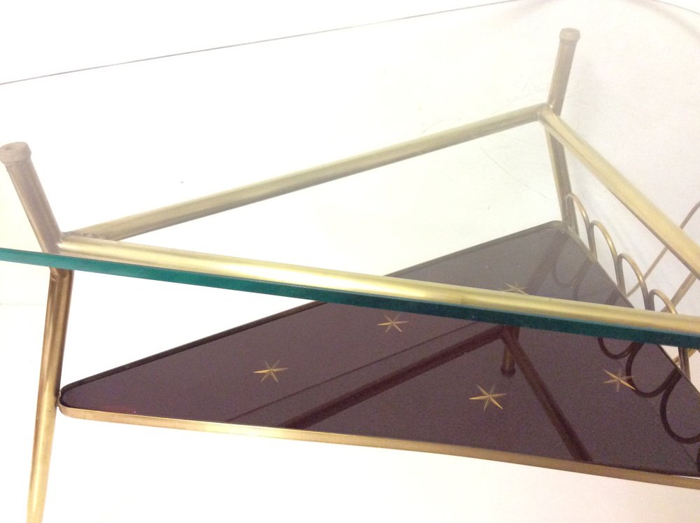 Triangular Brass and Glass Coffee Table by Gio Ponti, 1950s for sale at ...