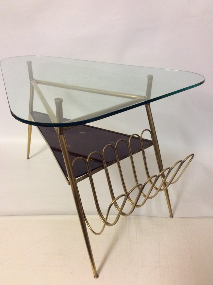 Triangular Brass and Glass Coffee Table by Gio Ponti, 1950s for sale at ...