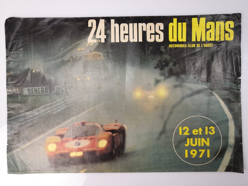 Original 24 Hours of Le Mans Poster by Delourmel, 1971 for sale at Pamono