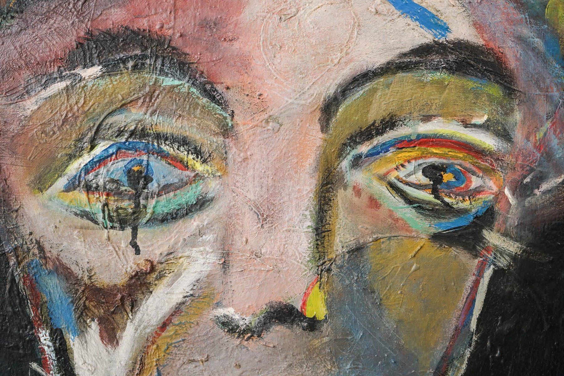 Tello, Expressionist Portrait, Late 20th Century, Oil on Board, Framed ...