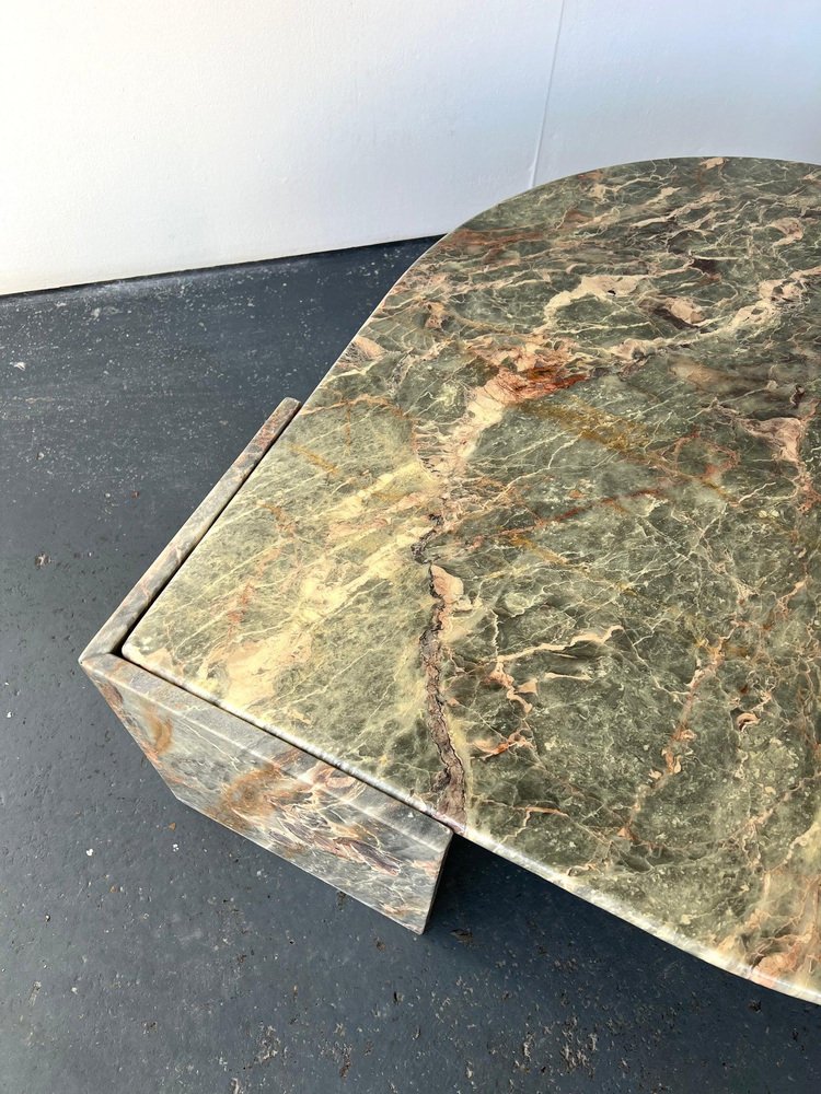 Italian Pink and Green Marble Teardrop Coffee Table for sale at Pamono