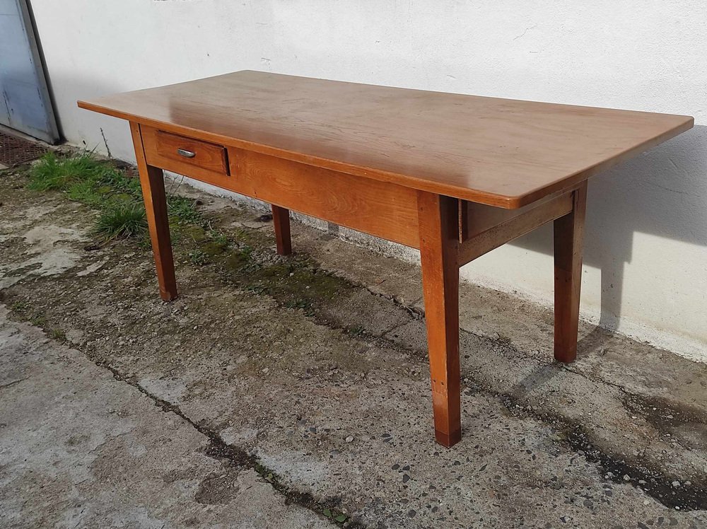 Ancienne Table de Campagne en Chêne Rustique, France en vente sur Pamono